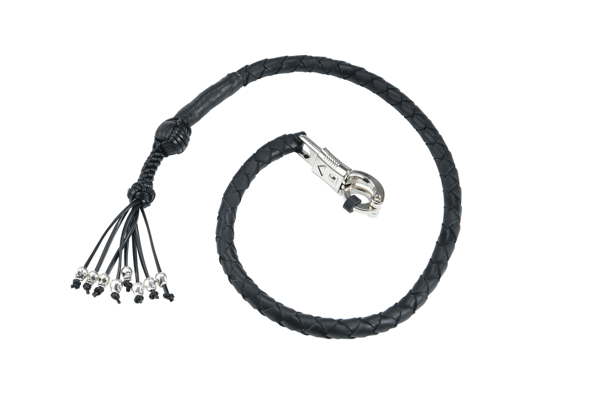 Dream Apparel 36" Long Black Get Back Whip with Monkey Fist & Skulls ...