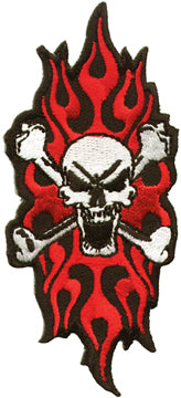 Red Flames with Skull and Crossbones Patch – Rallyleather
